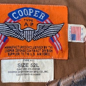 Cooper | Jackets & Coats | Vintage Cooper A2 Leather Flight Jacket ...